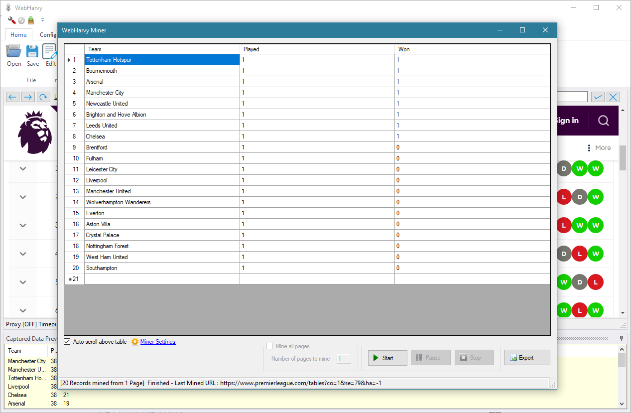 Web Scraping Football Stats from various websites – WebHarvy Blog